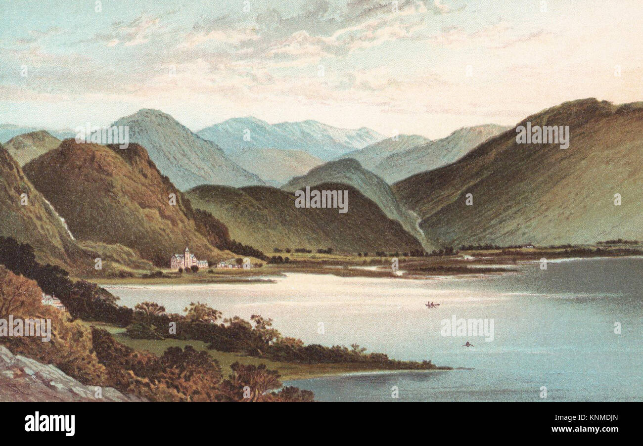 Derwentwater, Lake District, England, Victorian illustration Stock ...