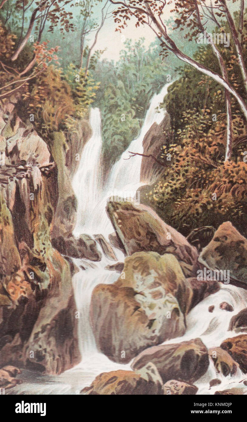 Stock Ghyll Force, Ambleside, Lake District, England, Victorian ...