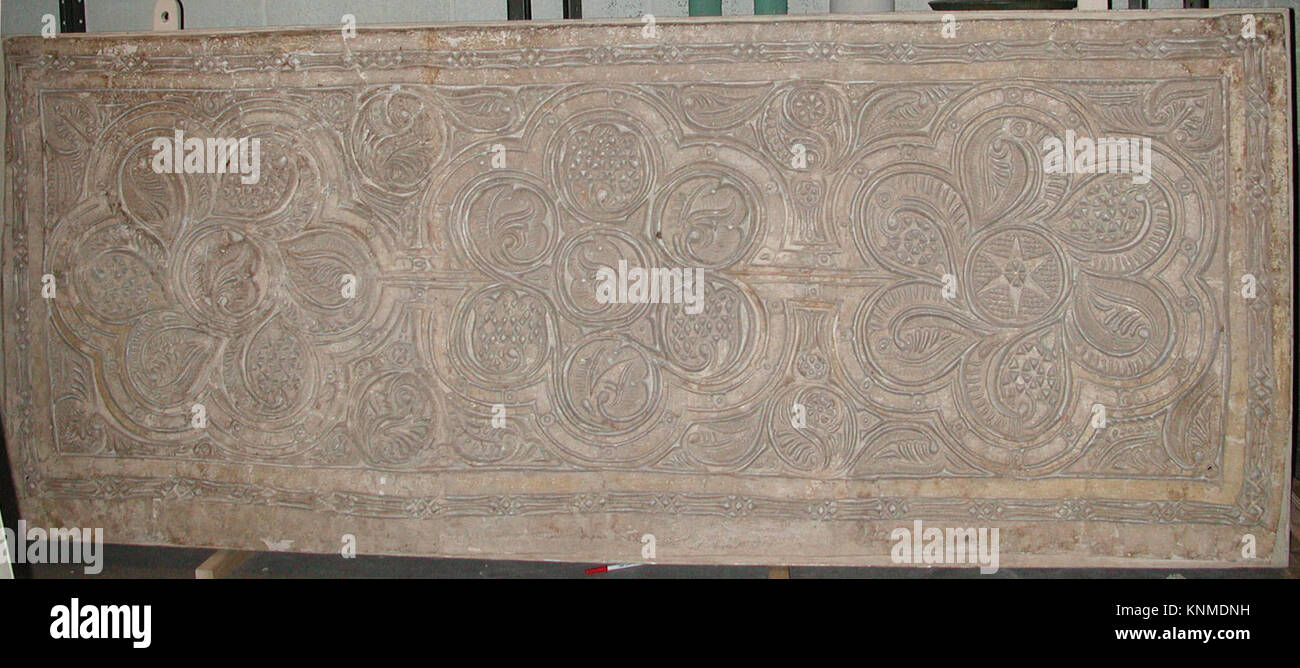 A 10th century stucco dado panel excavated in Nishapur, Iran, featuring ...