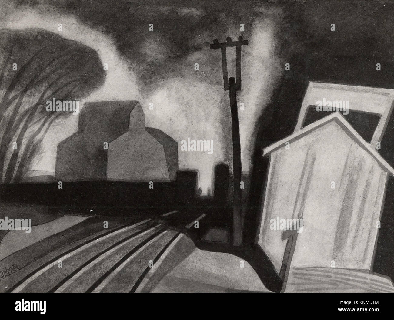 Flag Station, Elizabeth, New Jersey, Artist: Oscar Bluemner (American ...