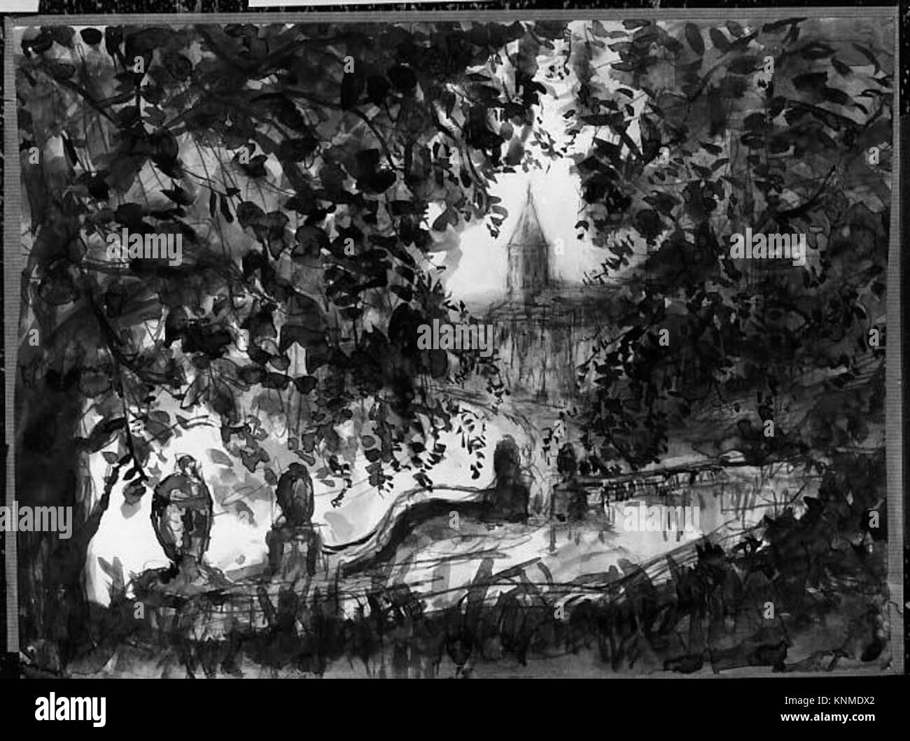 1920 watercolor painting Black and White Stock Photos & Images - Alamy