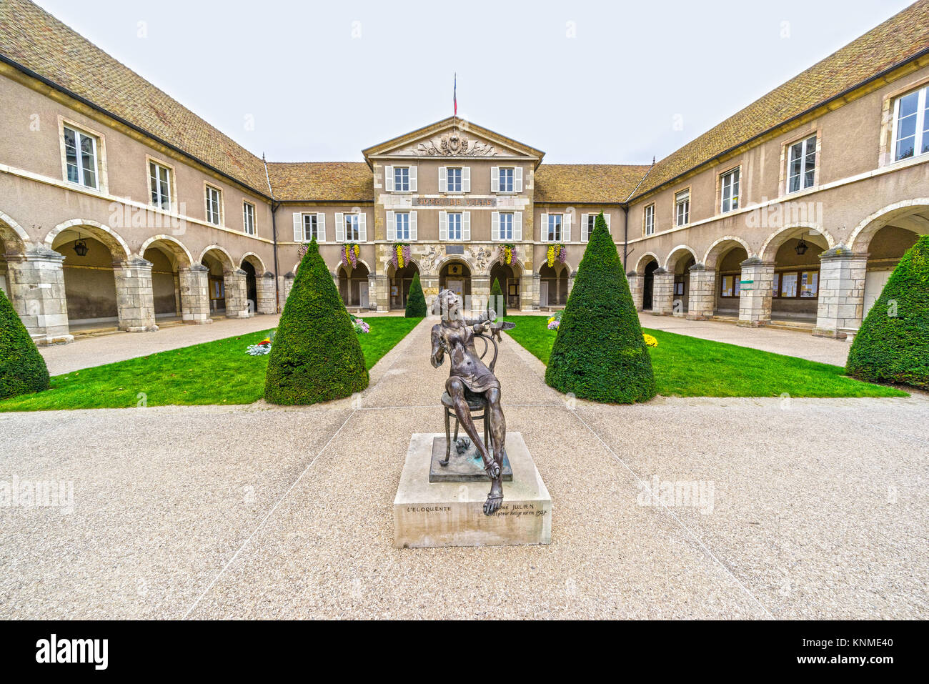 BEAUNE, FRANCE - NOVEMBER 18, 2017: Beaune Hotel de Ville courtyard ...