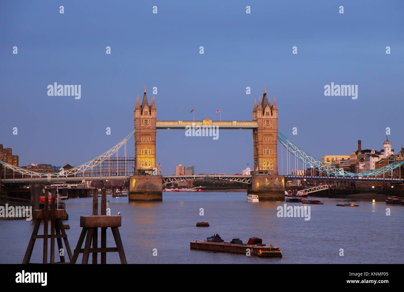 View of the Tower Bridge at dusk, London Stock Photo - Alamy