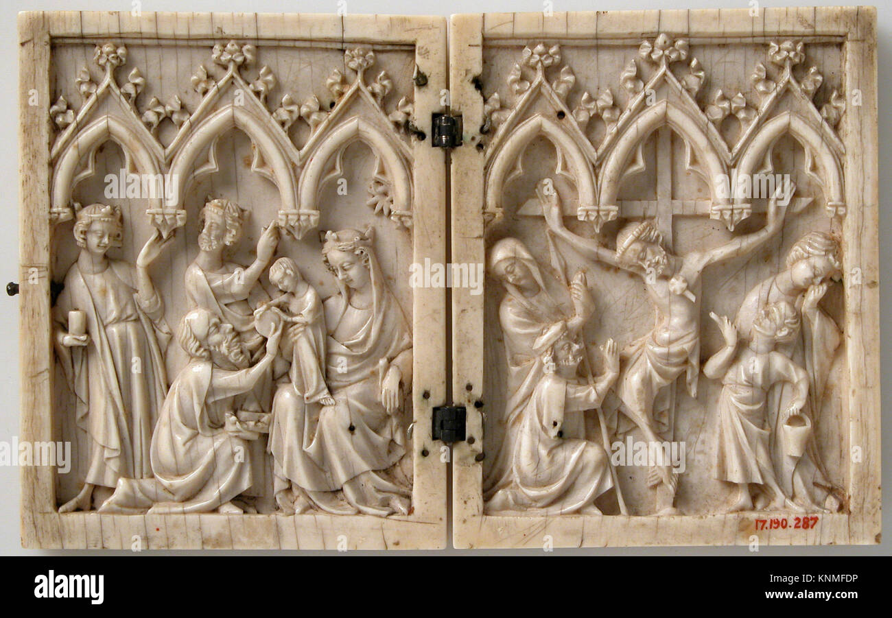 This medieval ivory diptych, created between 1310–1370 in Paris or ...