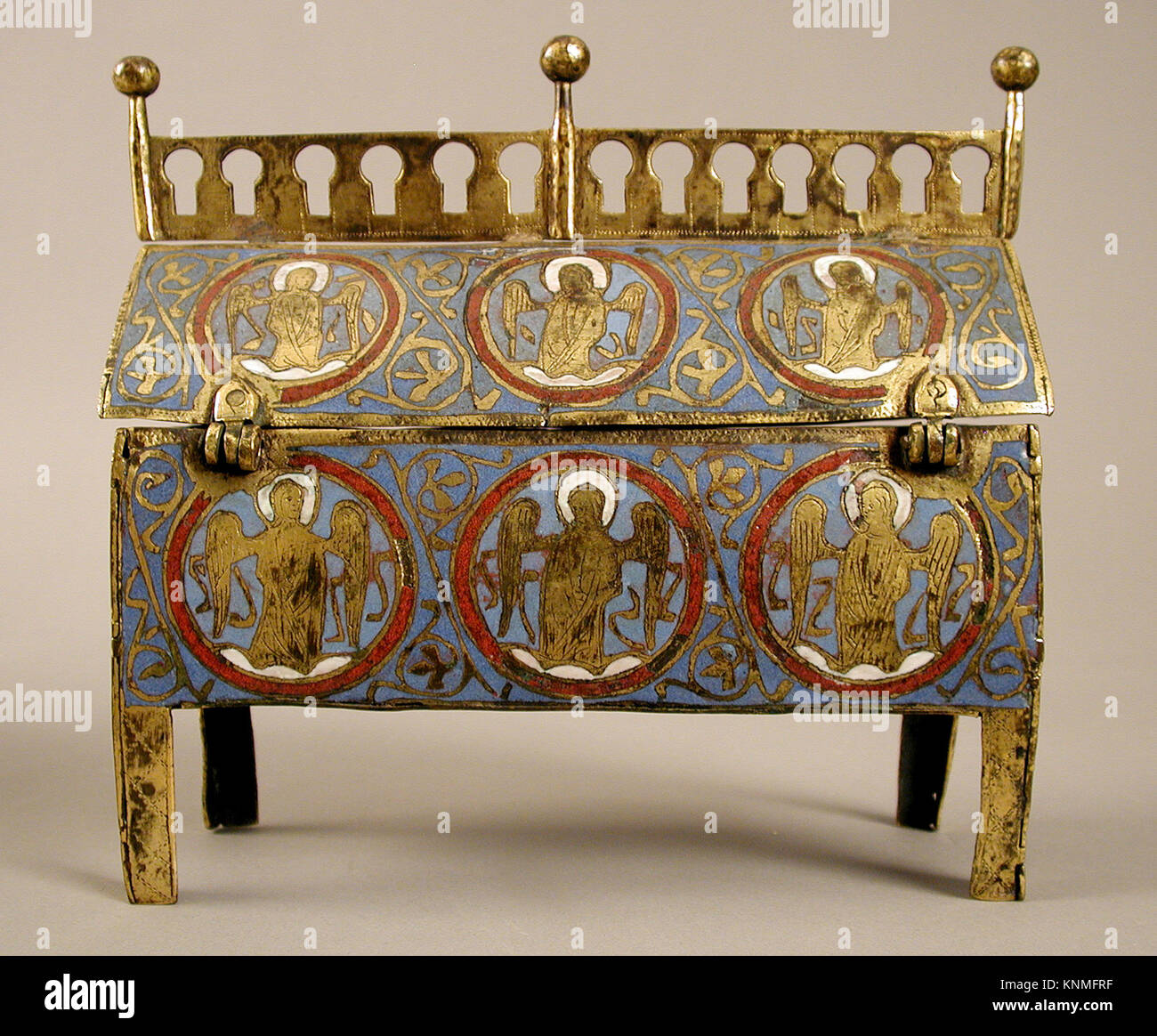 A 13th-century Limoges chasse, crafted in copper-gilt with champlevé ...