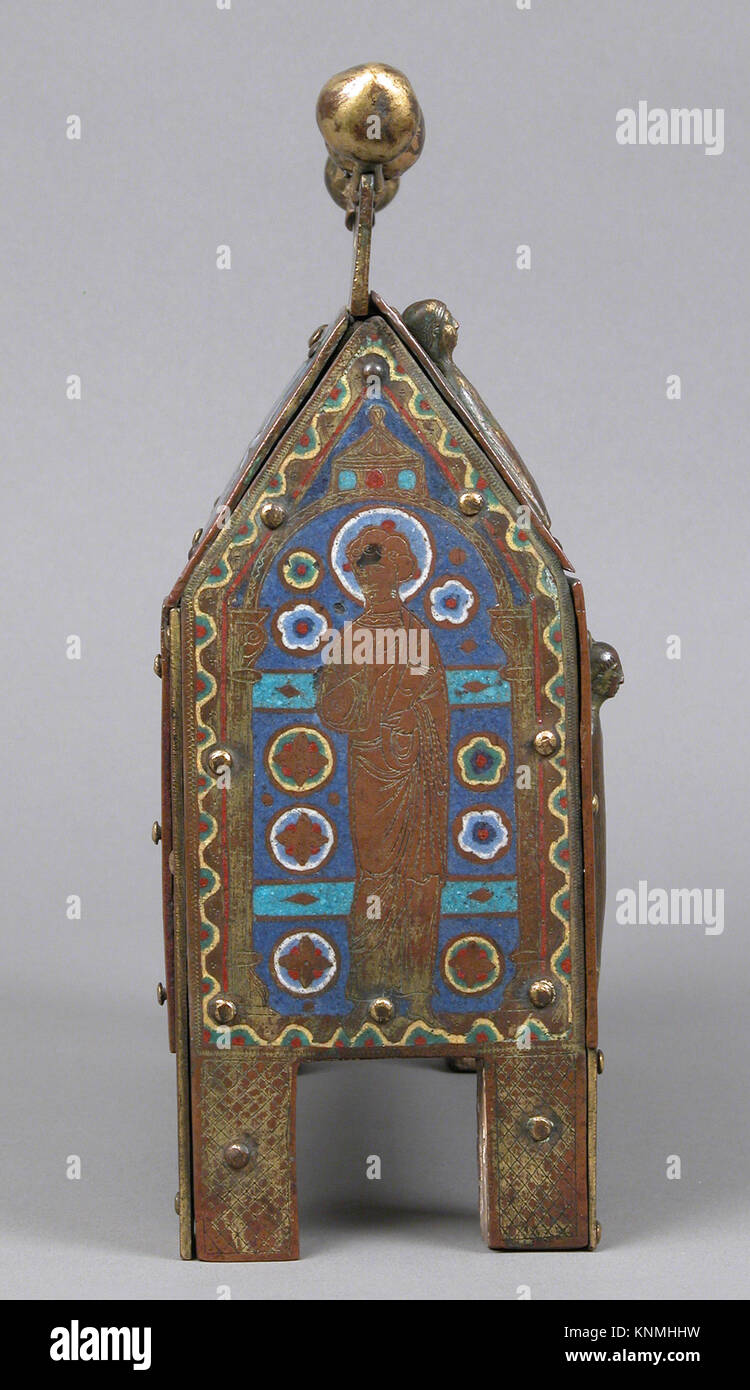 French 13th-century chasse made of copper-gilt and champlevé enamel ...