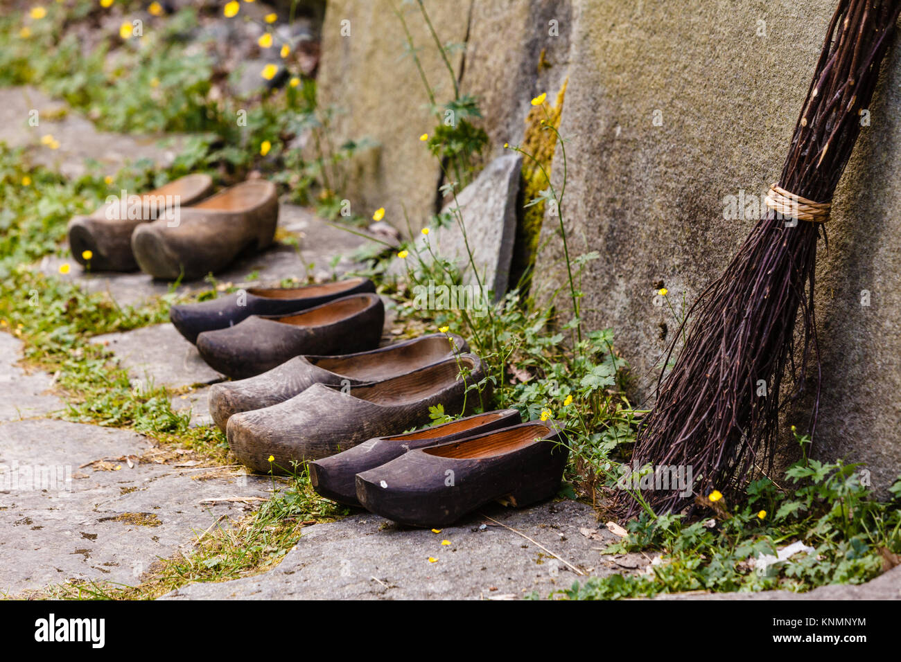 Regional tradition and culture, handmade concept. Wooden dutch shoes ...