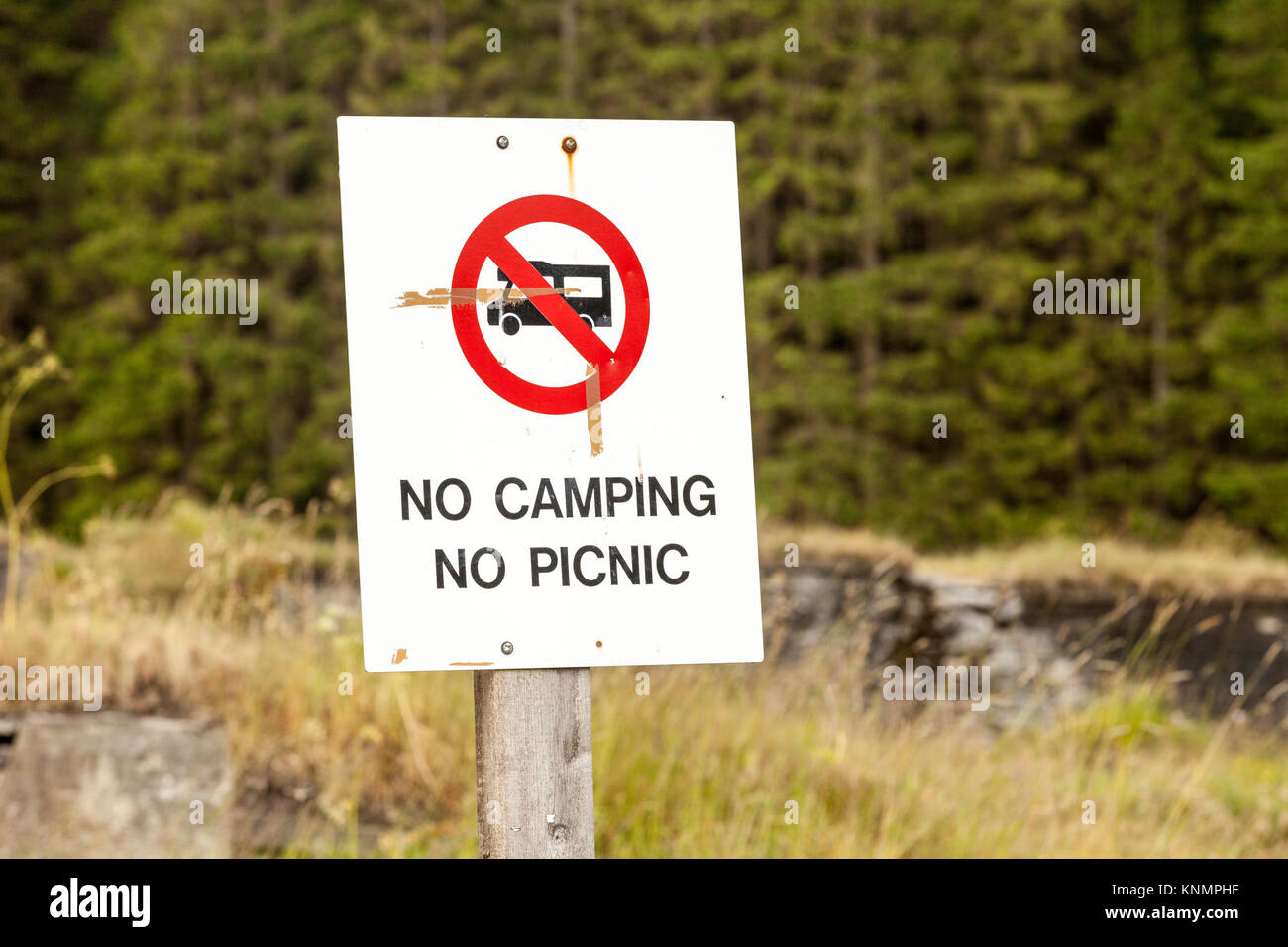 Signs and prohibition informations concept. No camping no picnic sign ...