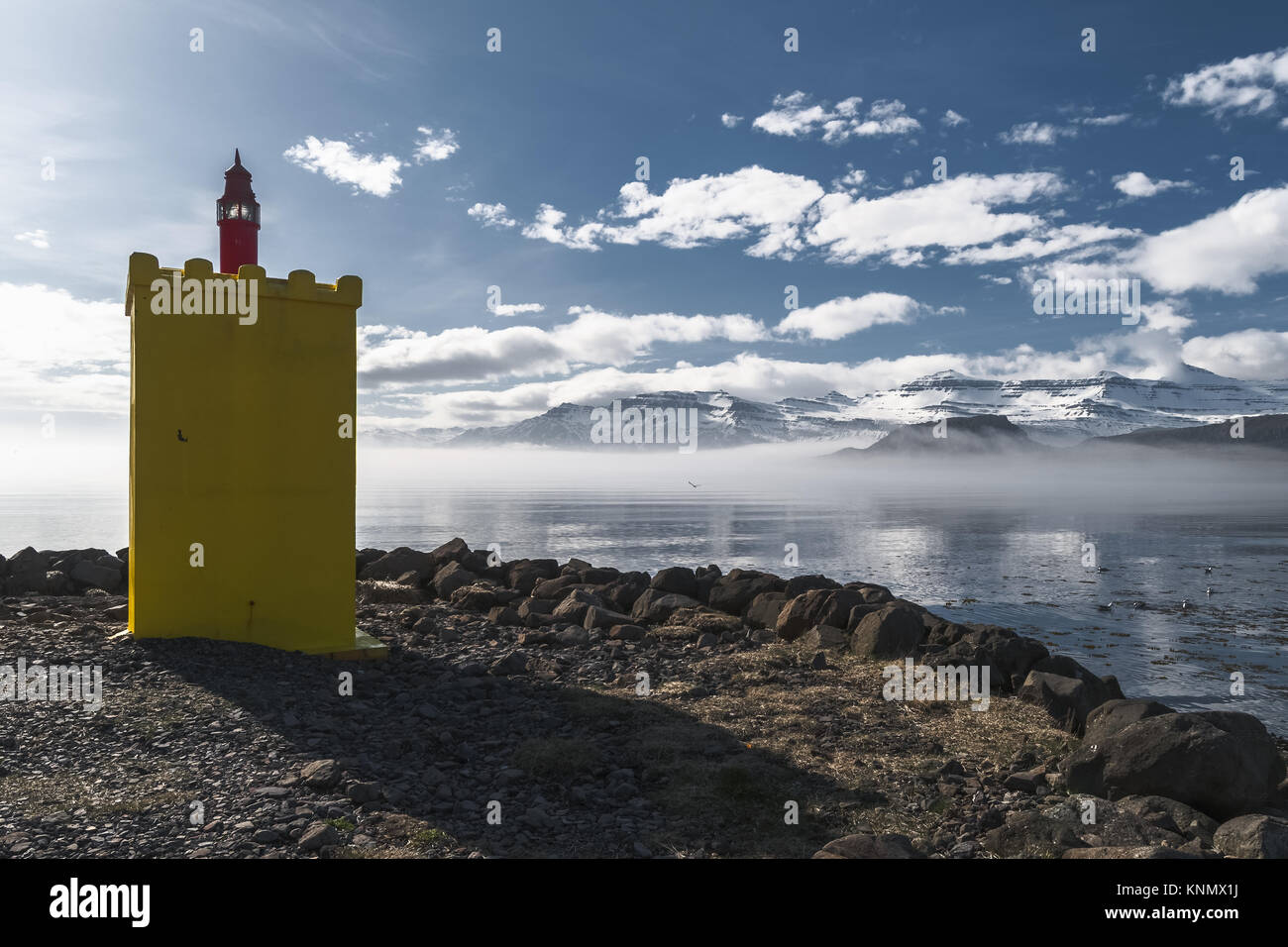 Eskifjordor Lighthouse in the East Fjords, Iceland Stock Photo - Alamy