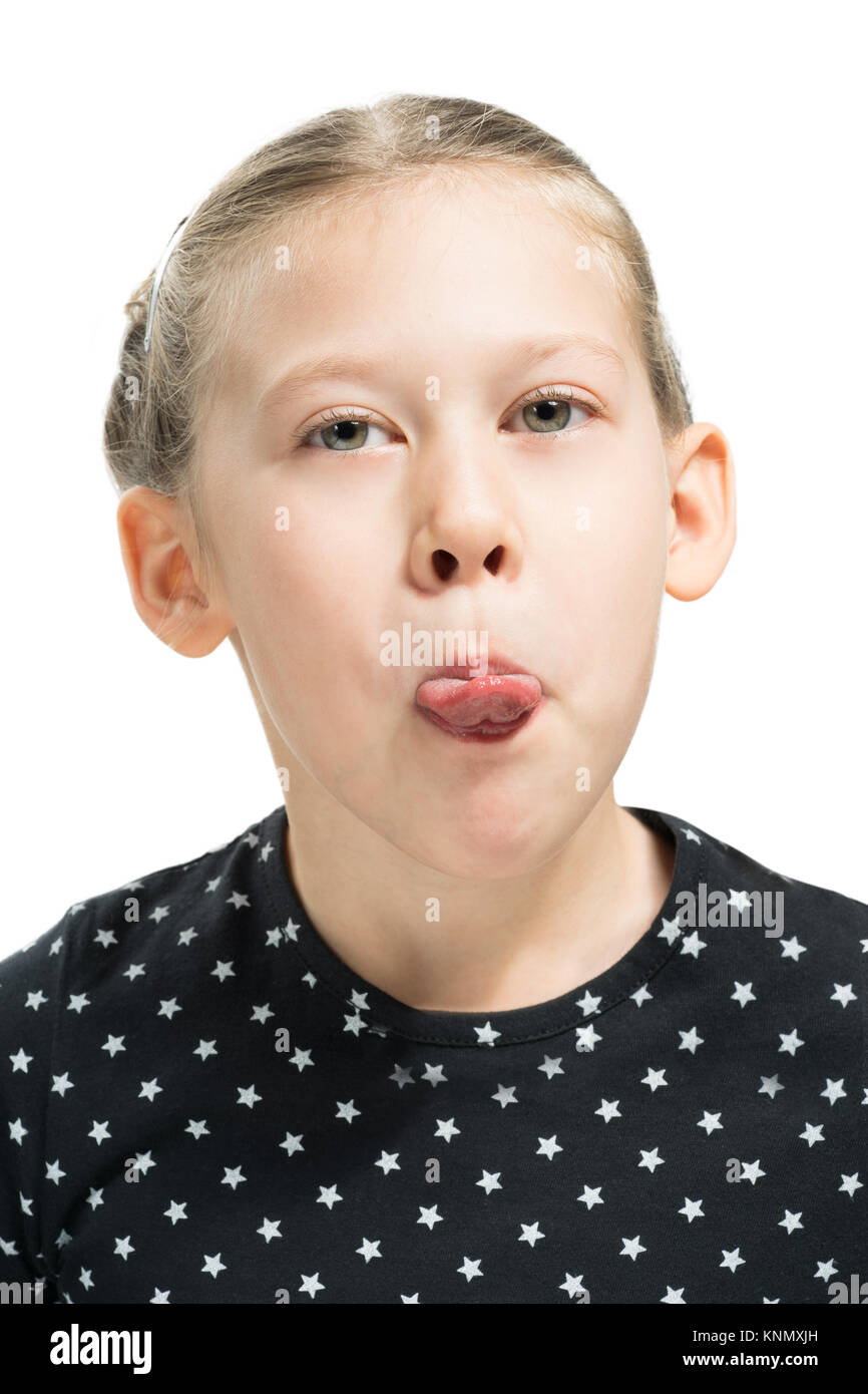 Girl shows tongue hi-res stock photography and images - Alamy