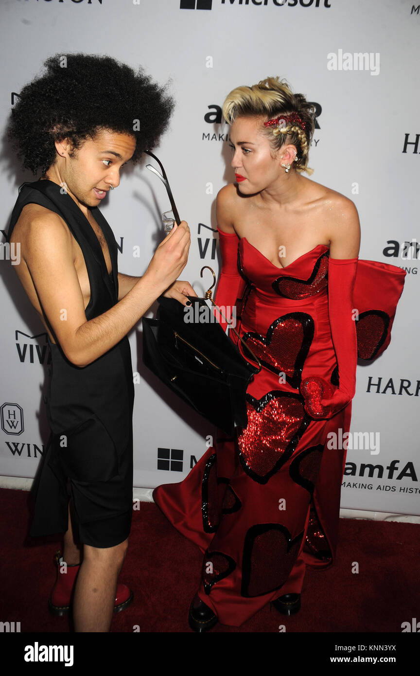 NEW YORK, NY - JUNE 16: Tyler Ford, Miley Cyrus attends the 2015 amfAR ...