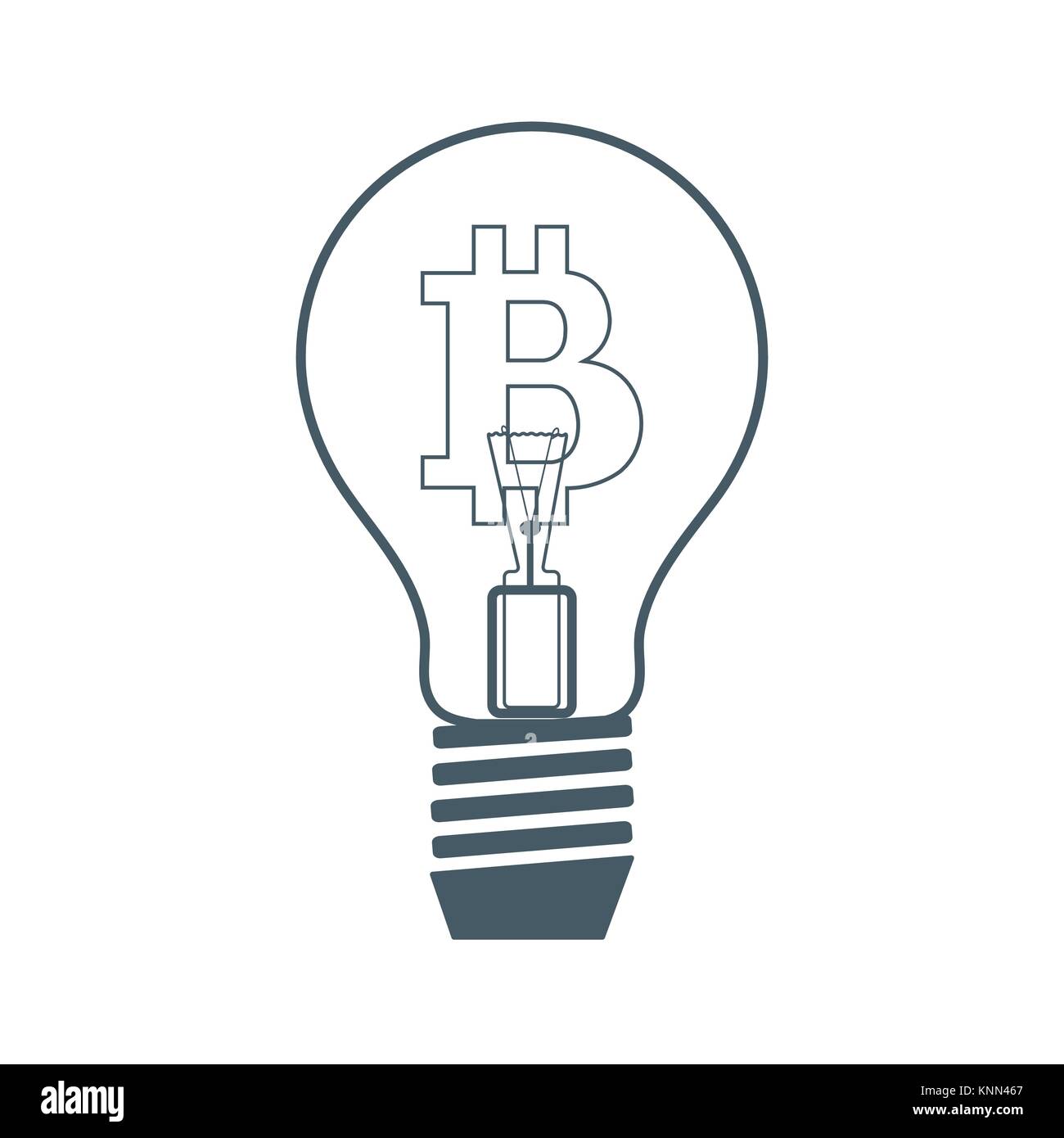 Light bulb with bitcoin. Blockchain network concept Stock Vector Image ...