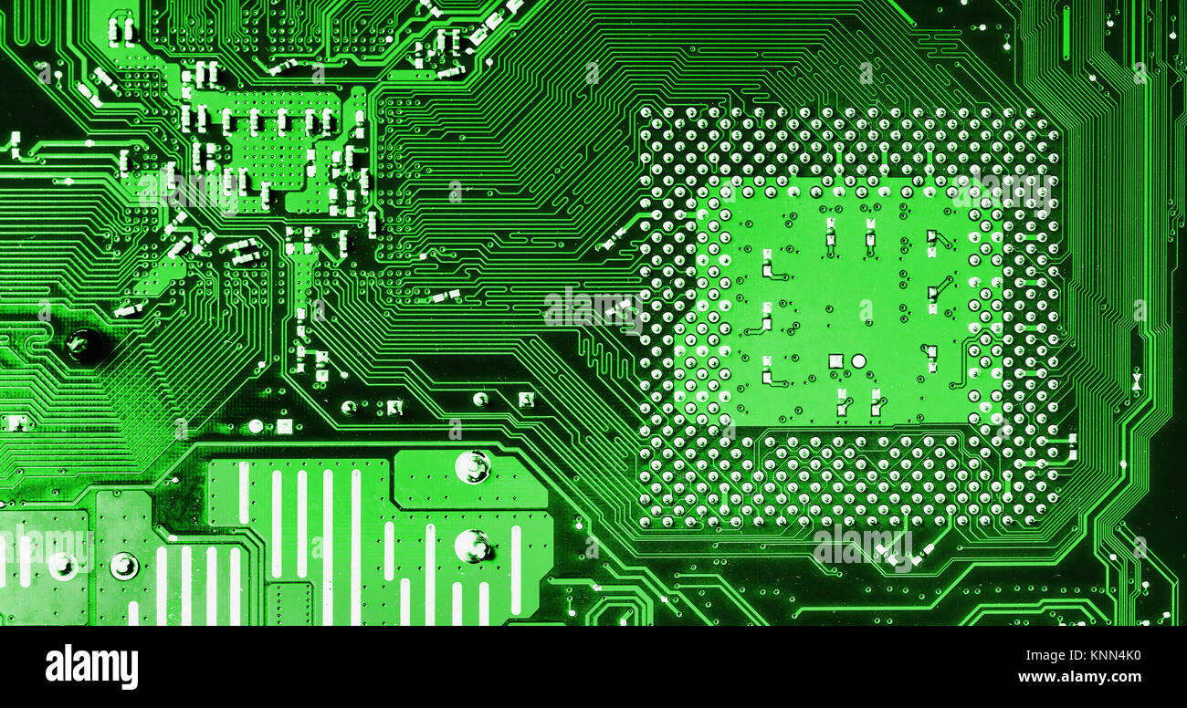 Green circuit board background of computer motherboard, Circuit board ...