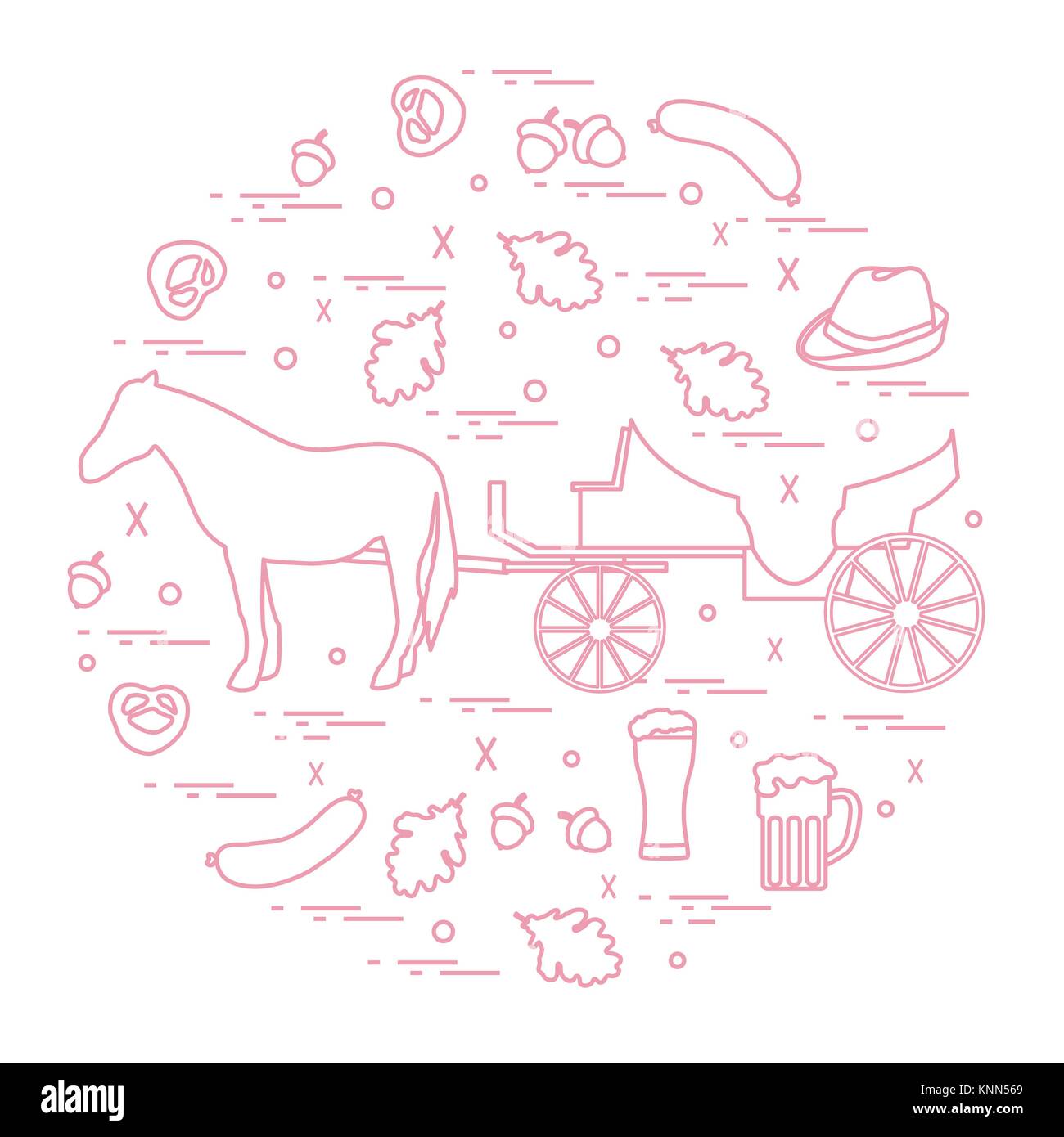Vector illustration with various symbols of Germany arranged in a ...