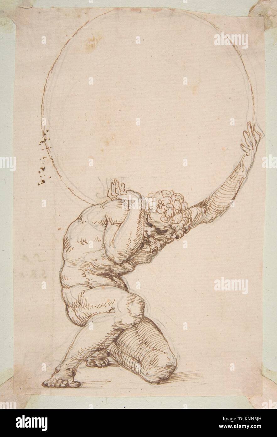 Crouching Figure Of Atlas Artist Baldassare Tommaso Peruzzi Italian Ancaiano 1481 1536 Rome
