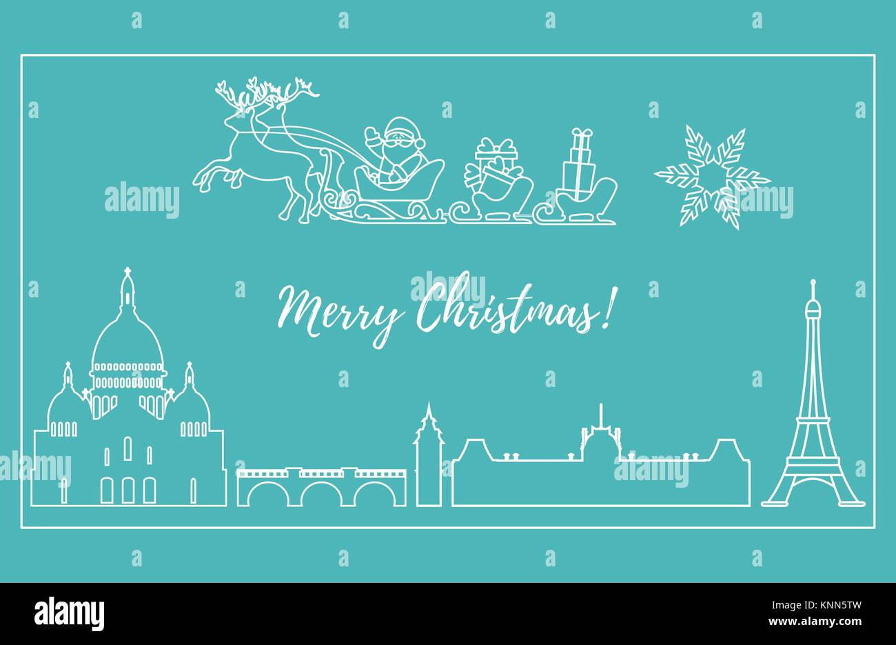 Santa Claus with Christmas presents in sleigh with reindeers flying ...