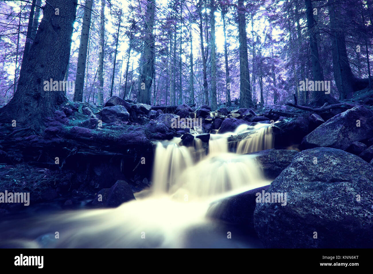 infrared nature landscape with small forest river Stock Photo - Alamy