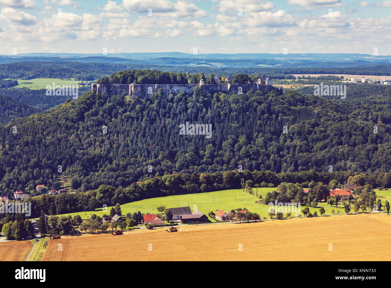 Germany. Saxon Switzerland. Fortress of Koenigstein in summer day ...
