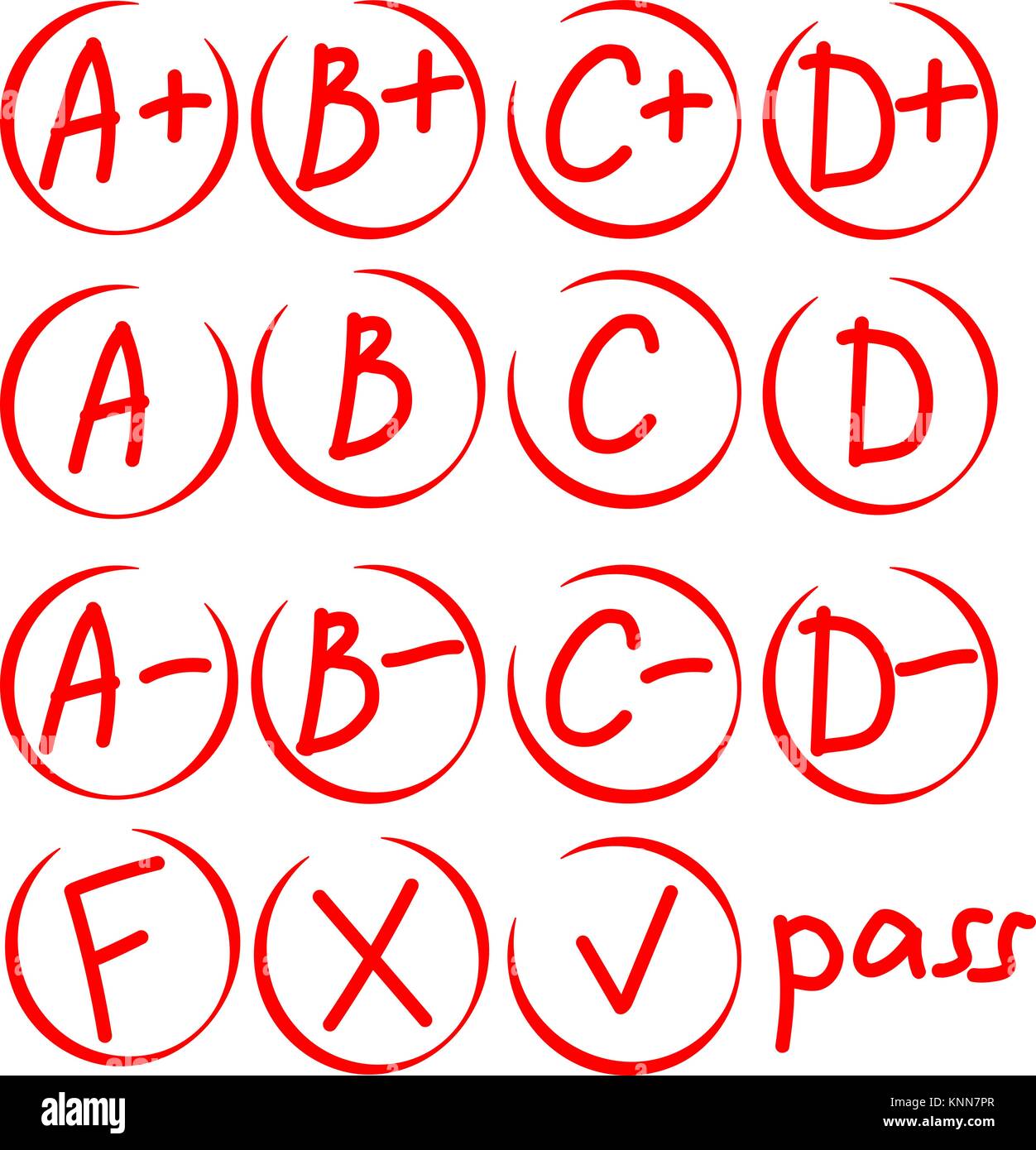 Set of Grades at School. Grade Results in red. Vector Illustration ...