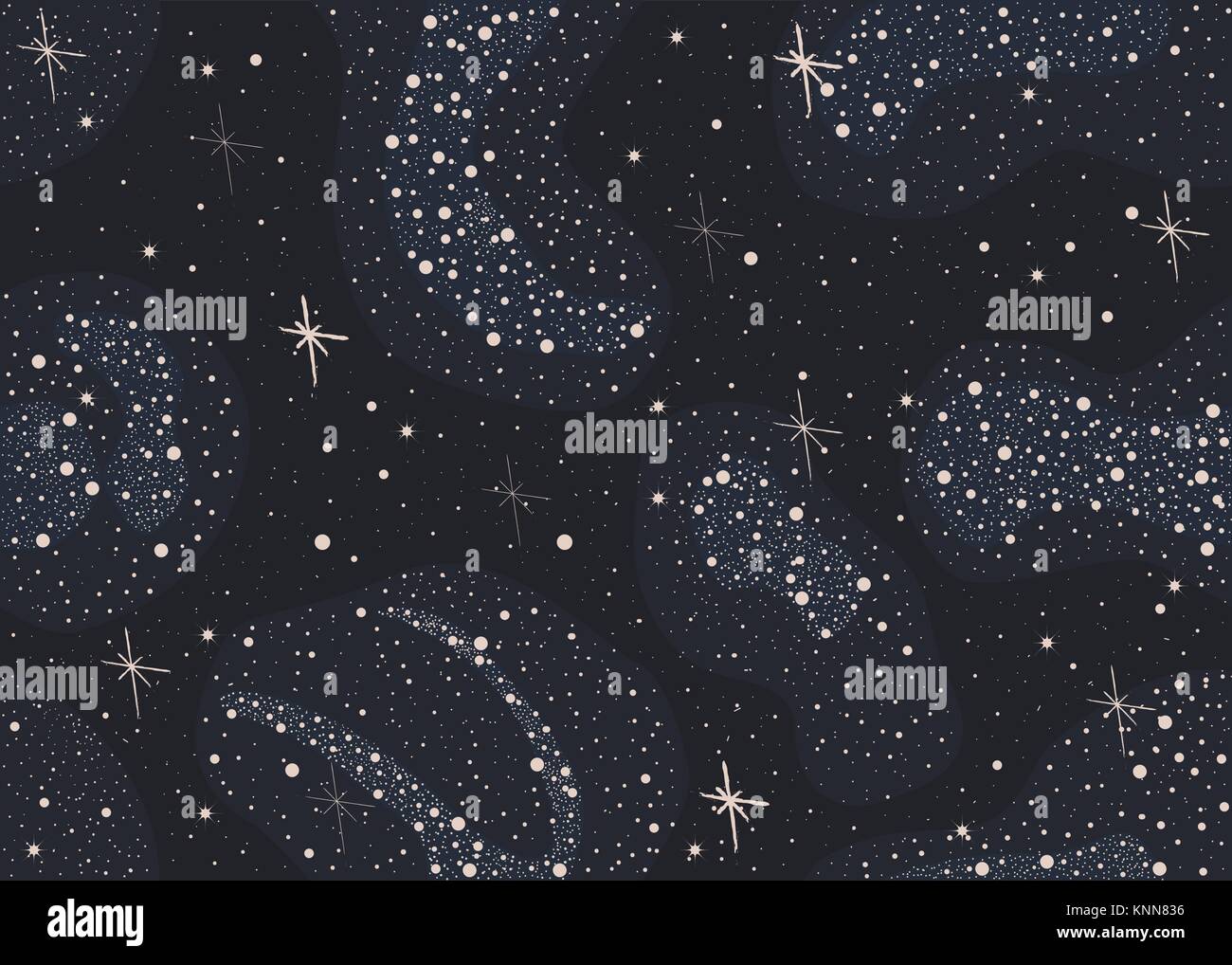 Colorful Seamless Pattern with shiny Stars. Dark Starry Night. Red ...