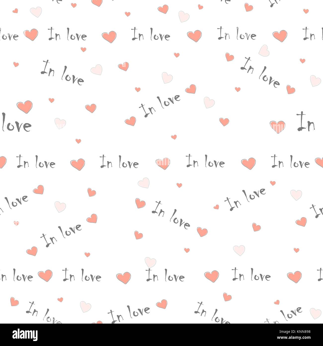 Cute seamless pattern with written words and hearts on white background ...