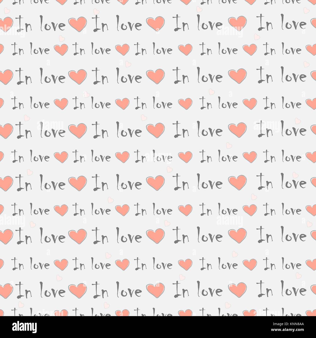 Cute seamless pattern with written words and hearts on white background ...