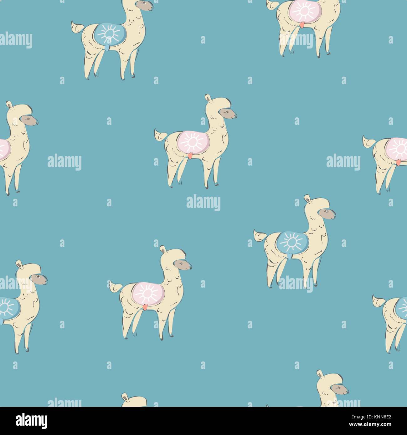 Cute Seamless simple alpaca pattern. Cute Scandinavian Style. Vector ...