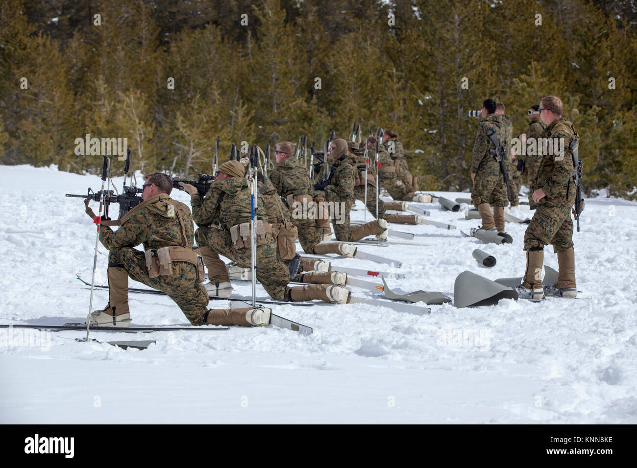 Marines with 2nd Battalion, 2nd Marine Regiment, conduct ski drills ...
