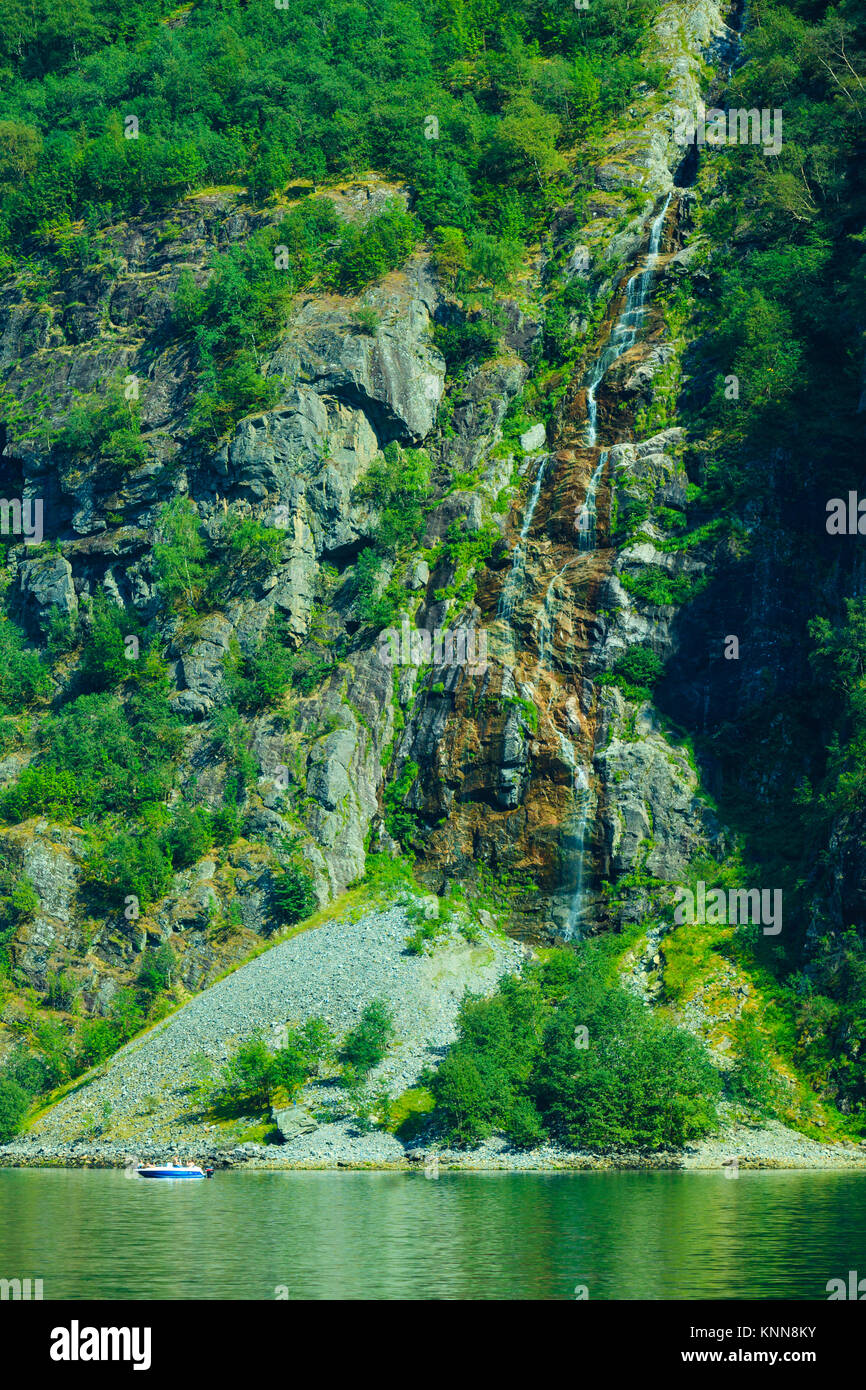 Summer mountain beautiful waterfall in Norway fjords Europe Stock Photo ...