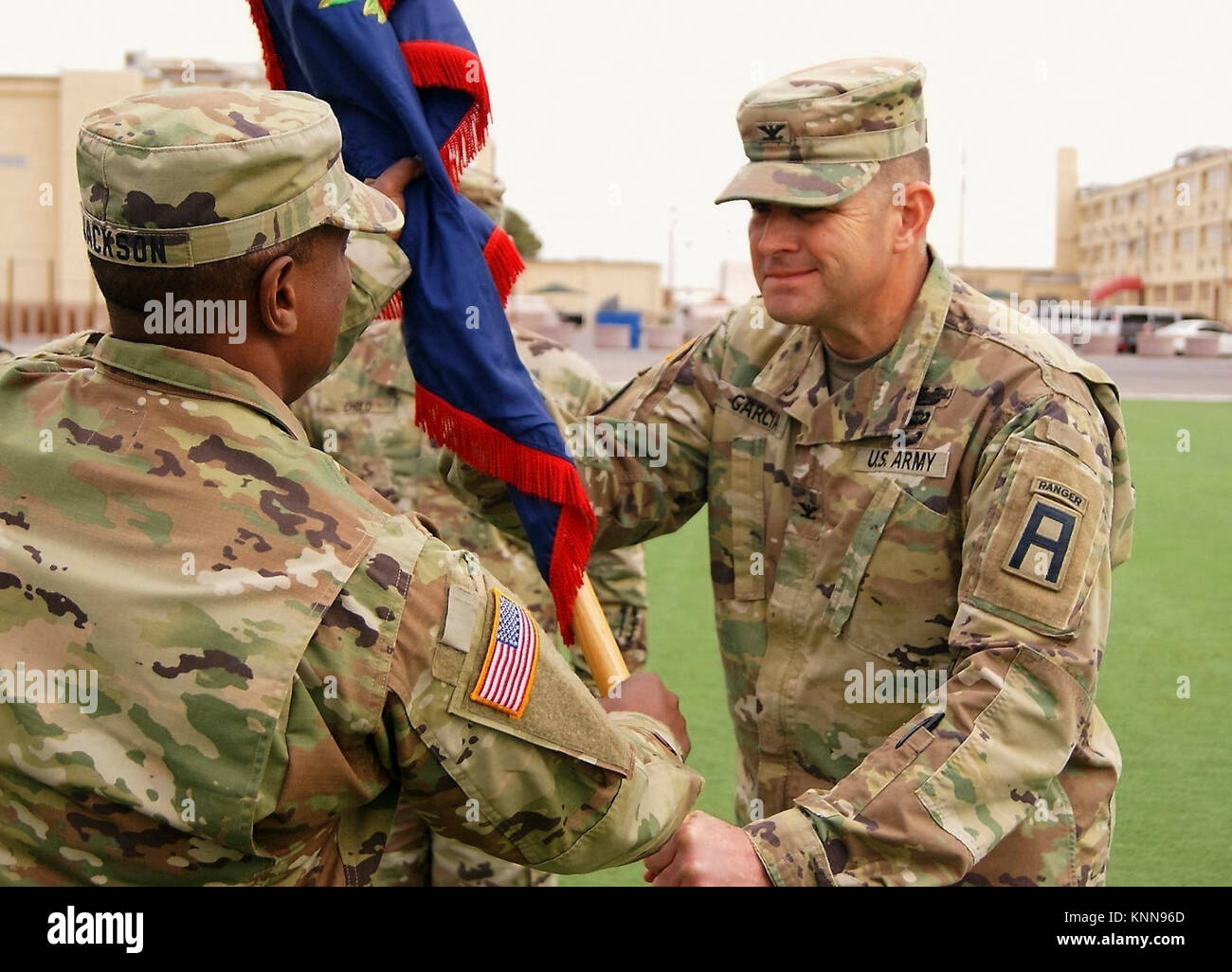 (Right) Col. Paul Garcia, commander of 5th Armored Brigade, First Army ...