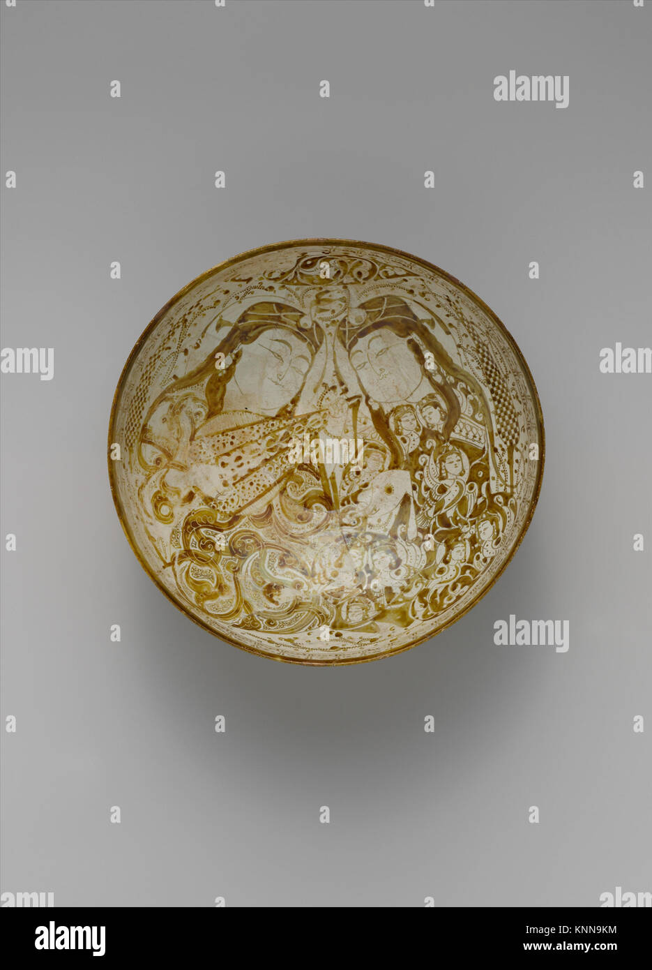 Painted bowl depicting musicians in a garden, illustrating leisure and ...