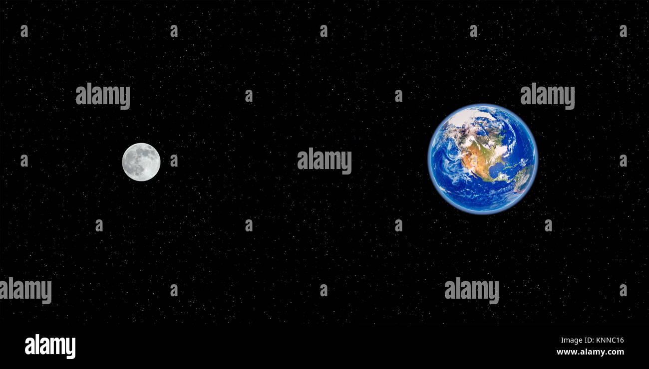 Planet Earth and Moon is space Stock Photo - Alamy