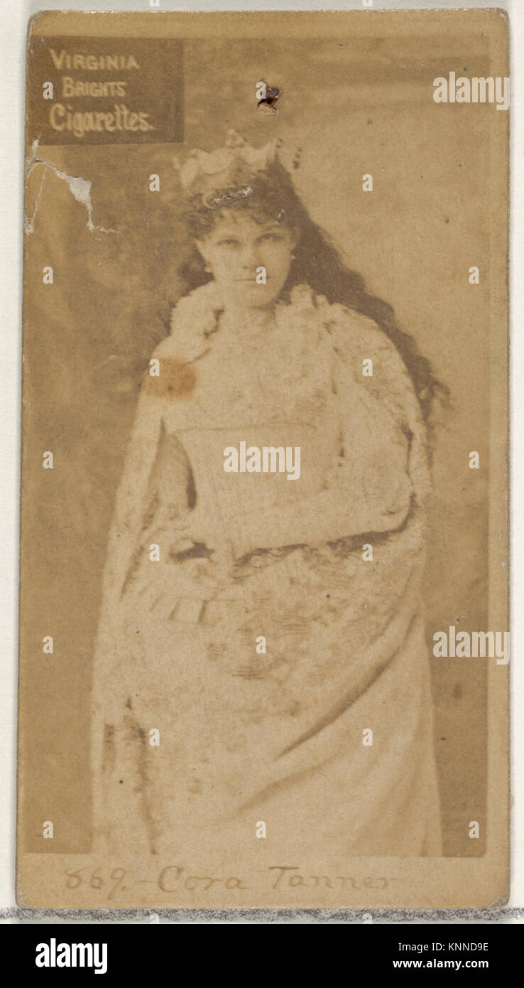 A collectible cigarette card showing actress Cora Tanner from Virginia ...