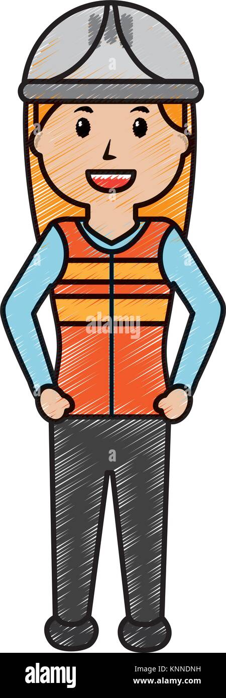 worker female construction character standing Stock Vector Image & Art ...