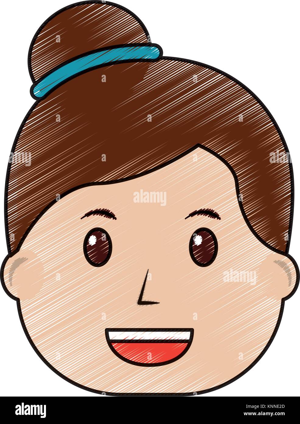 smiling woman character bun hair style Stock Vector Image & Art - Alamy