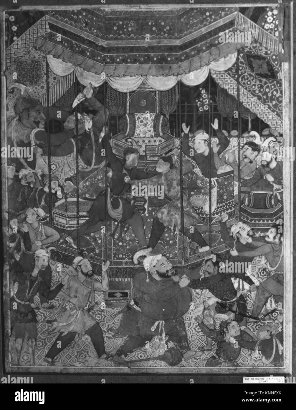 A folio from the Hamzanama depicting Hamza's heroes fighting in support ...