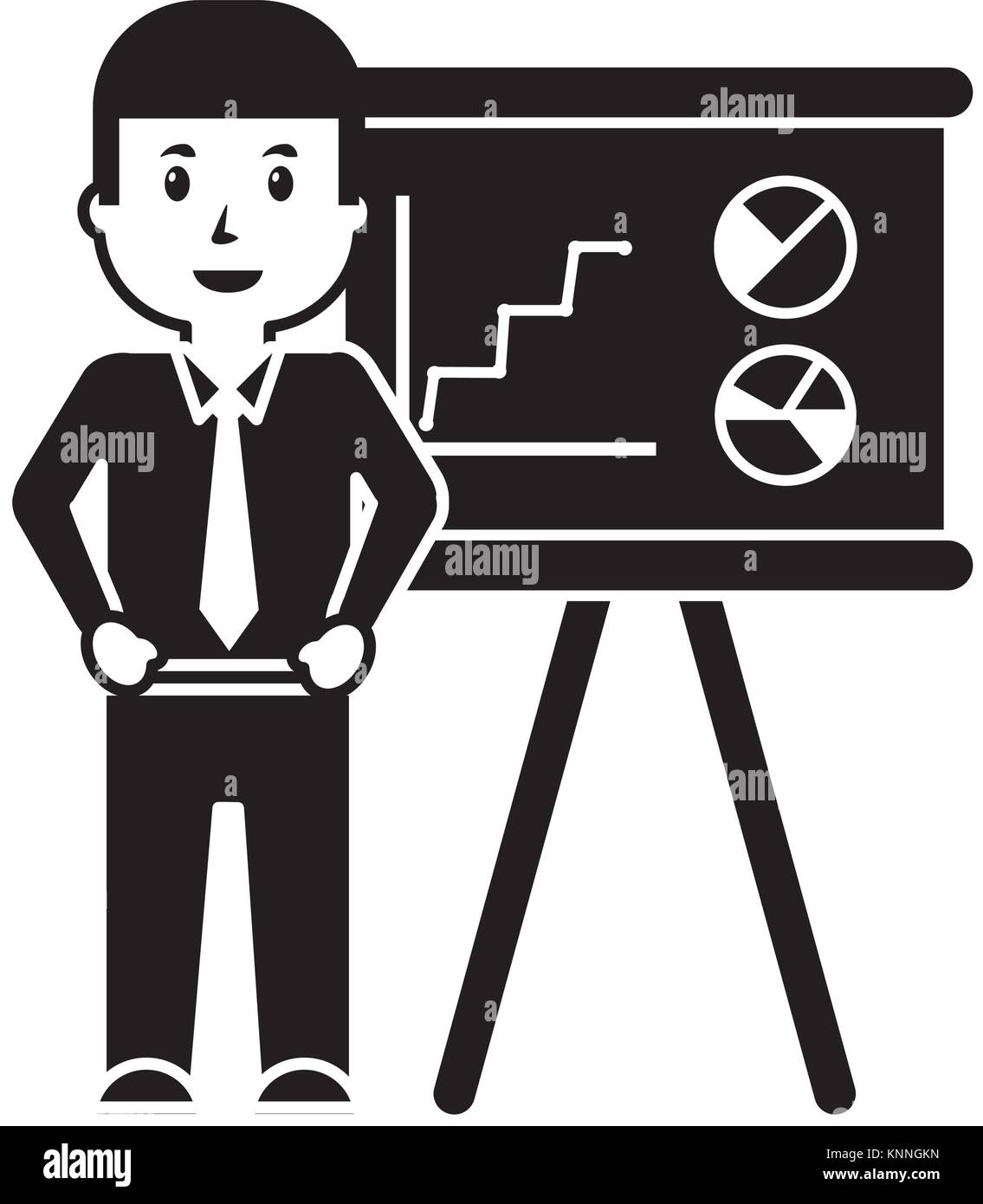 businessman worker standing with presentation board Stock Vector Image ...