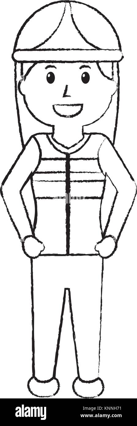 worker female construction character standing Stock Vector Image & Art ...