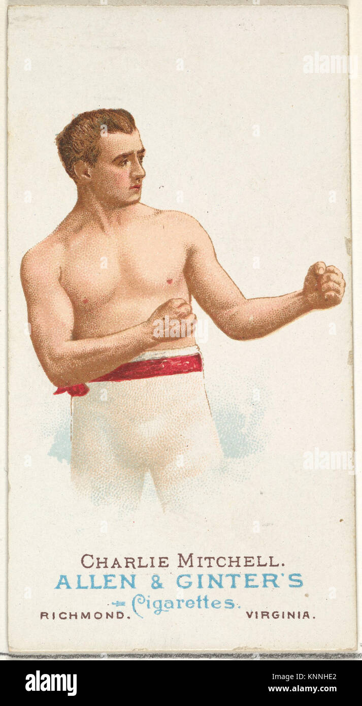 A portrait card of boxer Charlie Mitchell from the World's Champions ...
