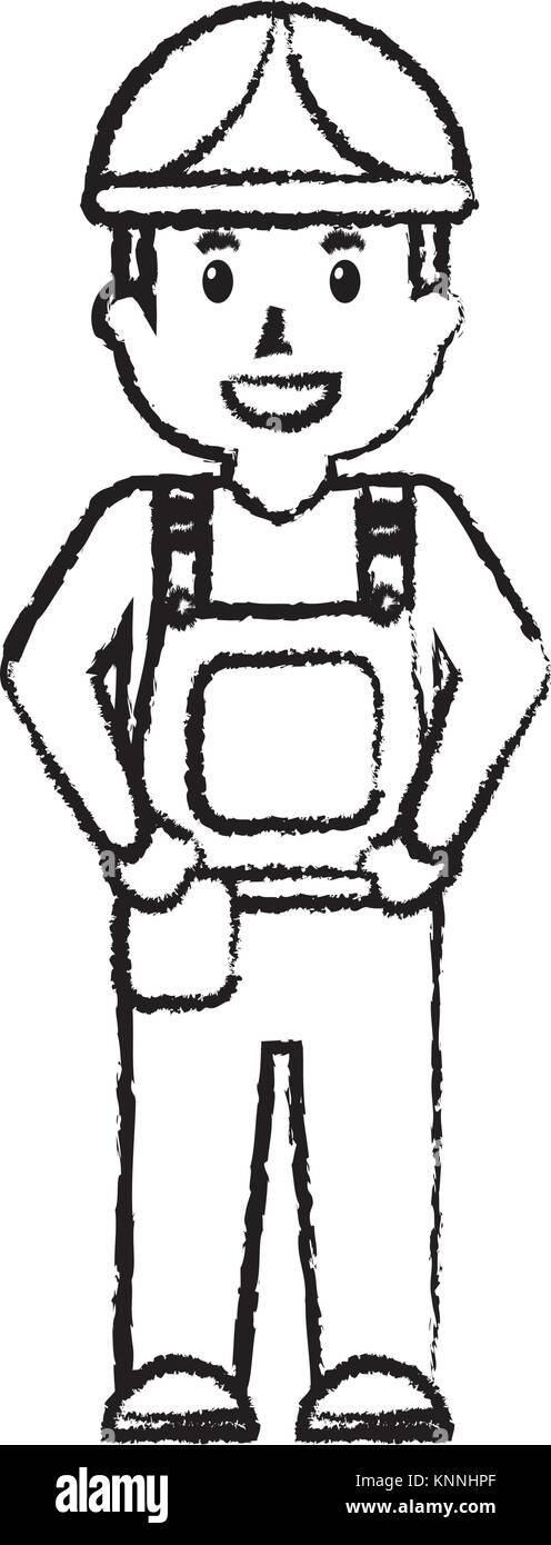 worker man construction standing character professional Stock Vector ...