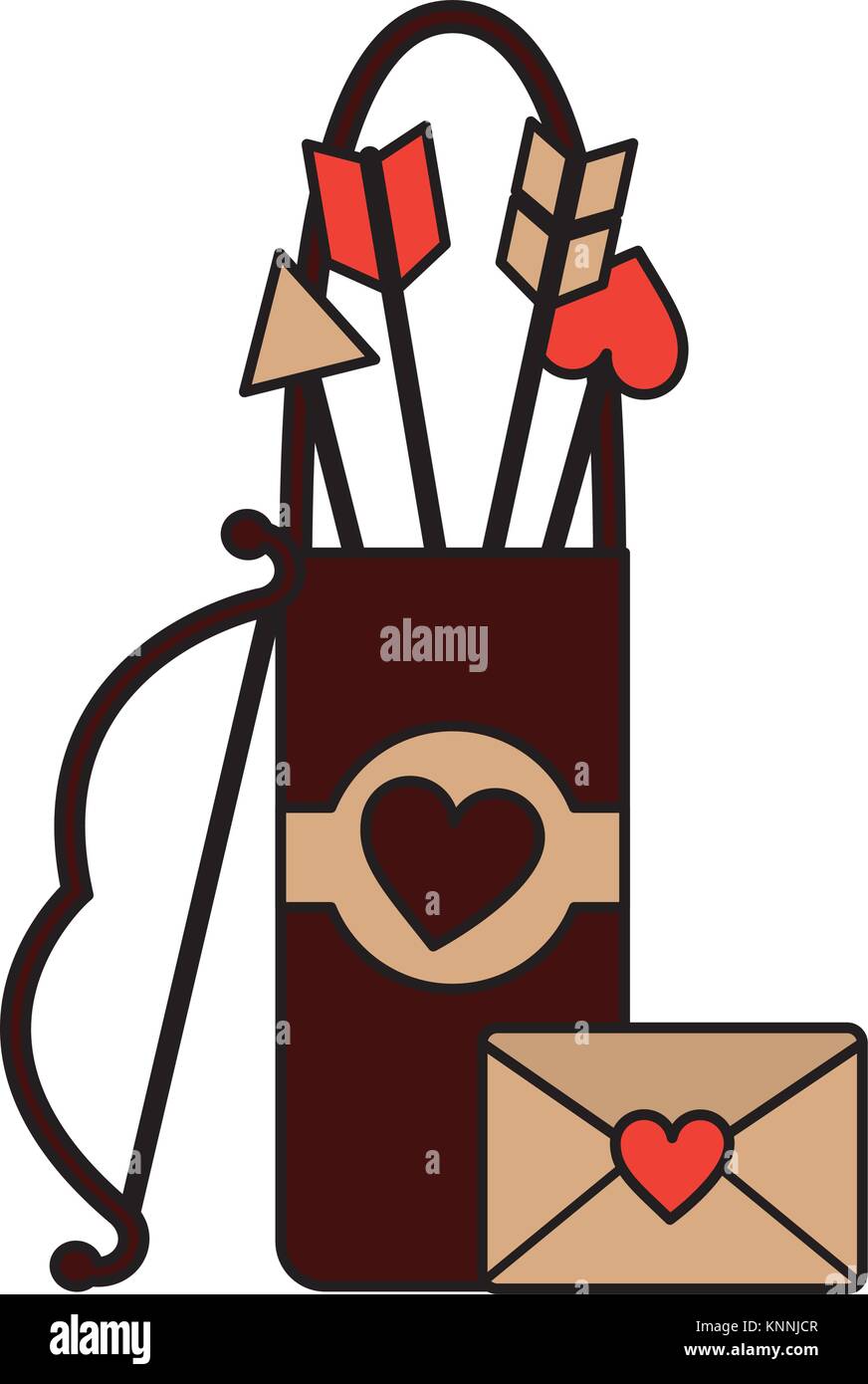 love bag bow arrow and message letter romance Stock Vector Image & Art ...