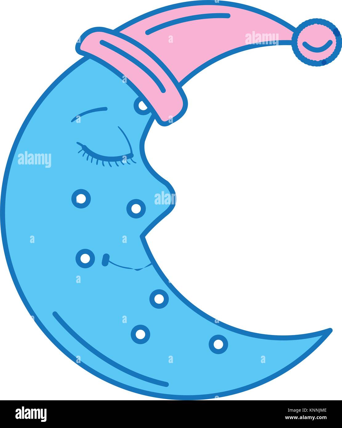 moon night with sleeping hat character vector illustration design Stock ...