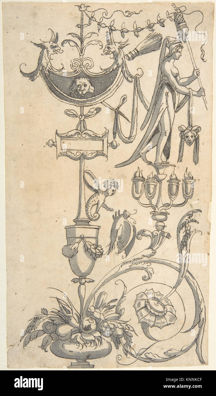 Candelabra Grotesque featuring a female figure in a niche flanked by ...