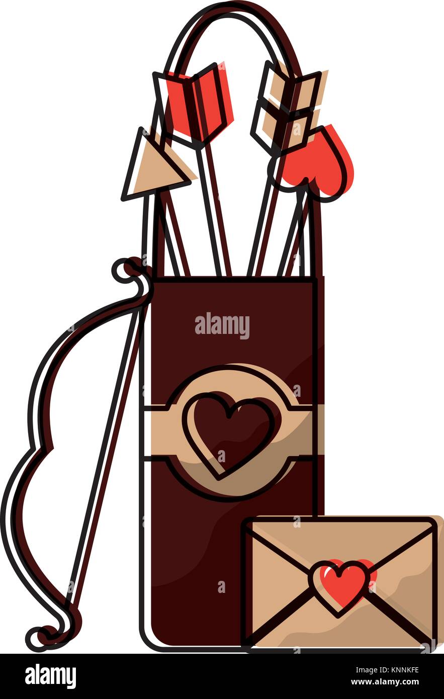love bag bow arrow and message letter romance Stock Vector Image & Art ...