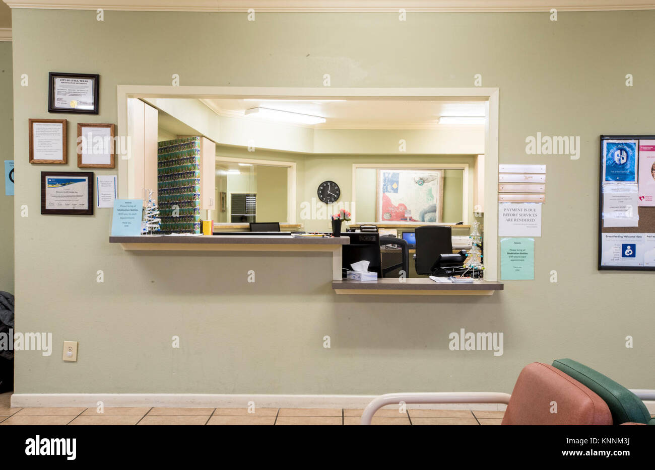 The Lytle Community Health Center waiting room that features a lowered ...