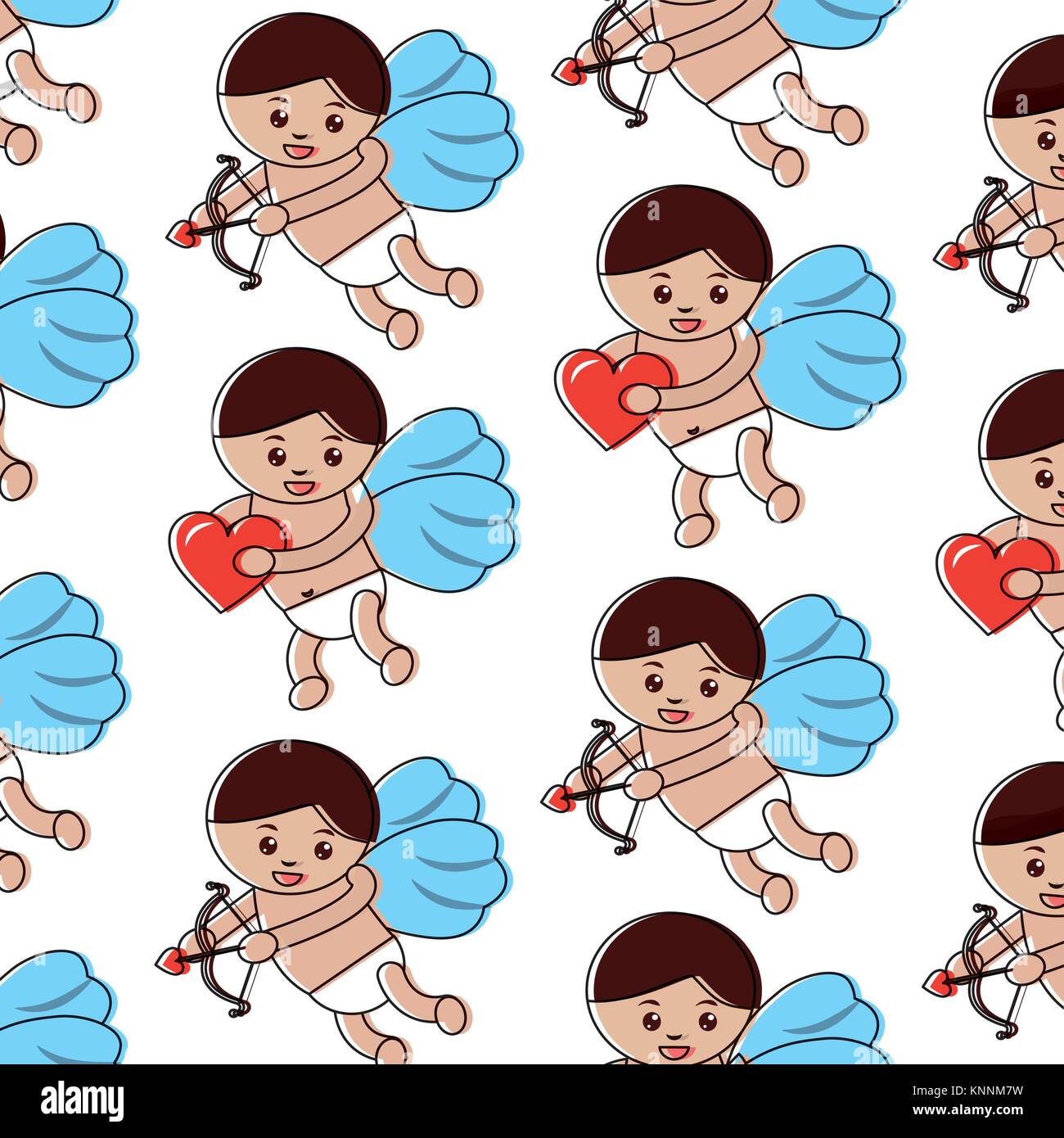 cupid holding heart love and arrow bow romantic pattern Stock Vector ...