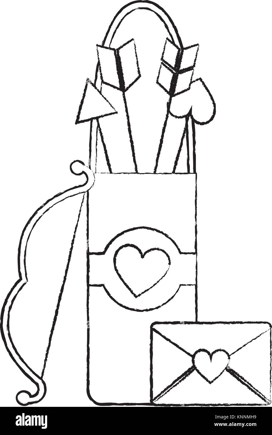 love bag bow arrow and message letter romance Stock Vector Image & Art ...