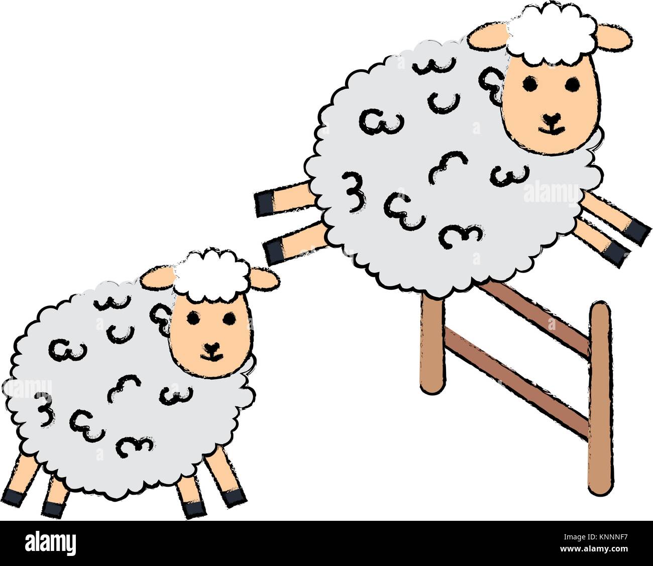 cute sheep jumping fence character icon vector illustration design ...