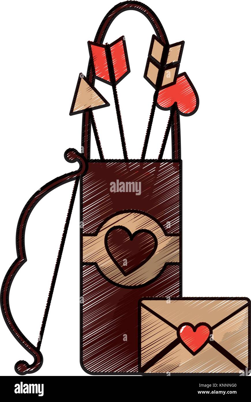 love bag bow arrow and message letter romance Stock Vector Image & Art ...