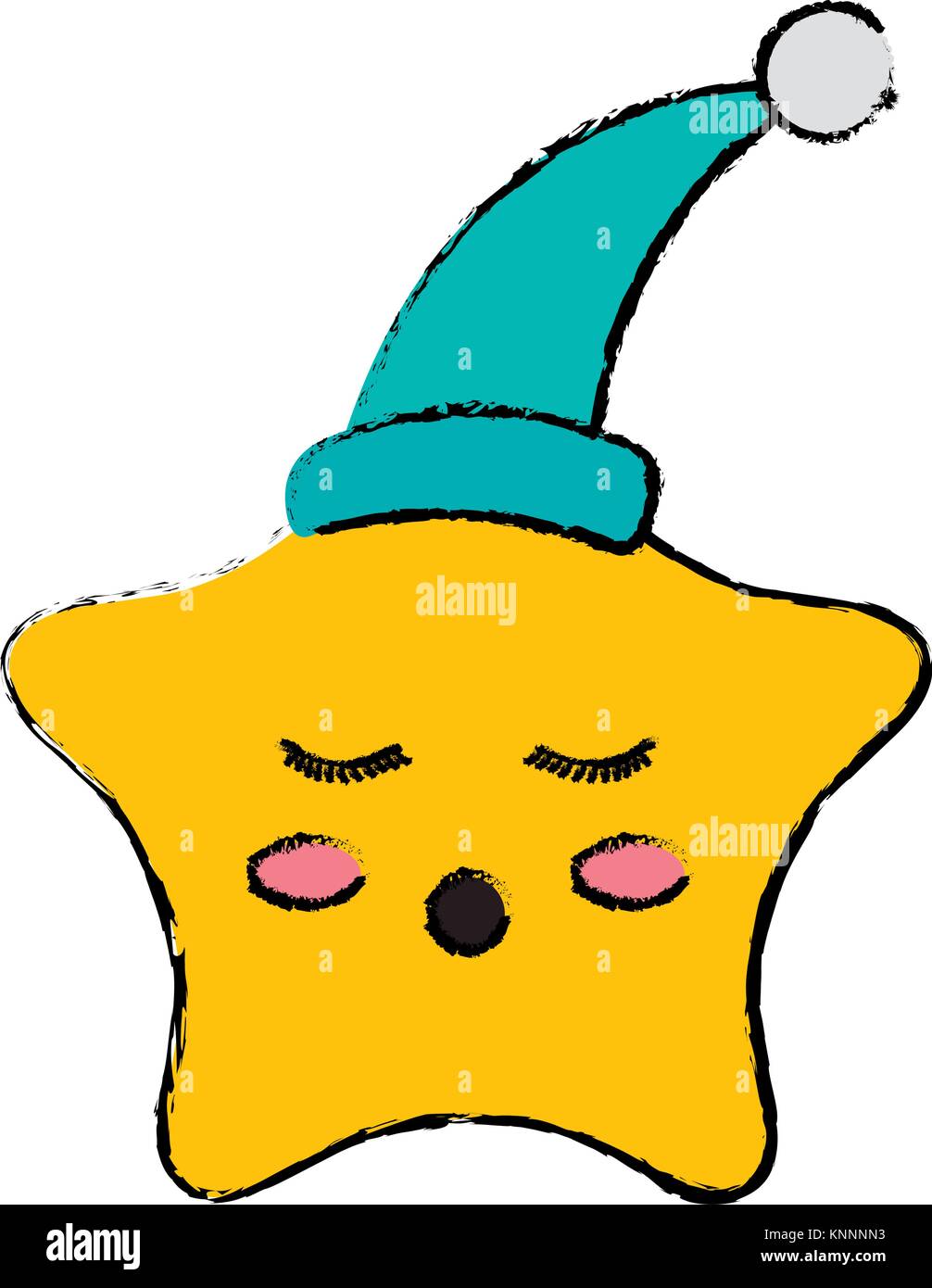 star with sleeping hat kawaii character vector illustration design ...